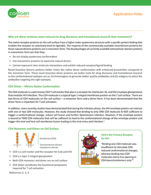Human CD4 Cis-Dimer App Note - Conigen Bioscience